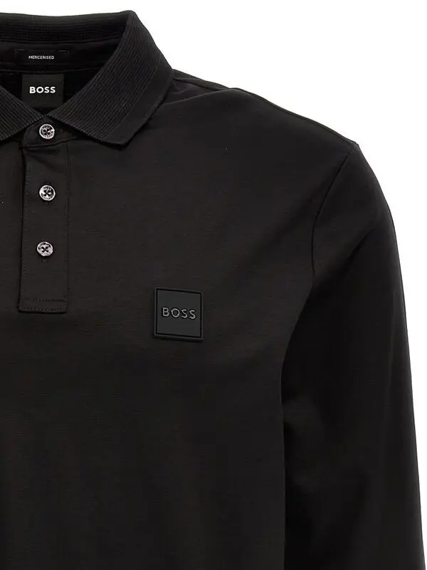 Hugo Boss Logo Patch Long-sleeved Polo Shirt
