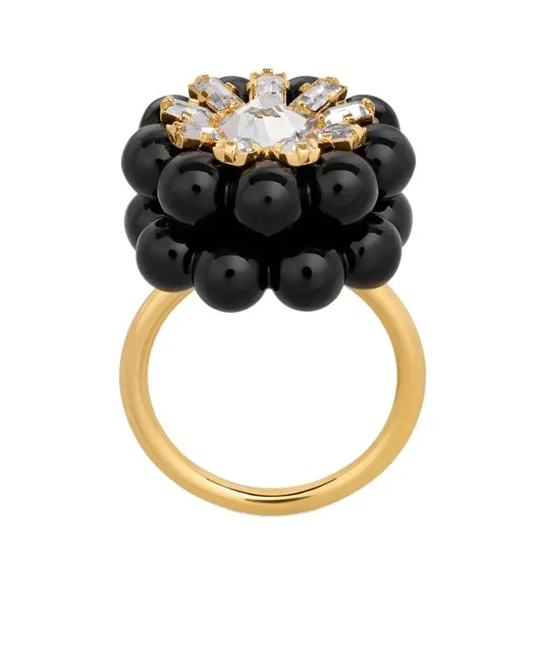 Celine Heirlooms Mûre" Ring In Strass, Varnish, And Gold-finished Brass - Gold/black