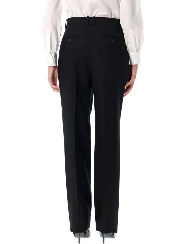 Saint Laurent Pleated Straight Leg Pants - Black