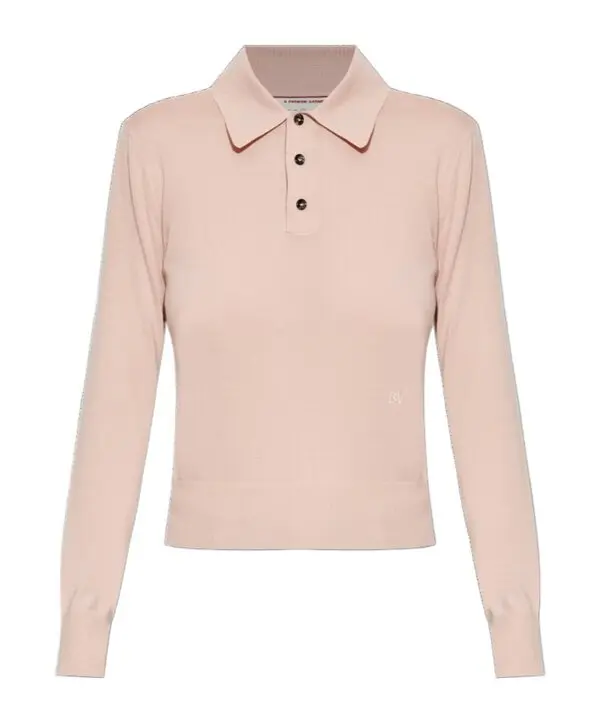 Bottega Veneta Long Sleeve Polo Top - Pink