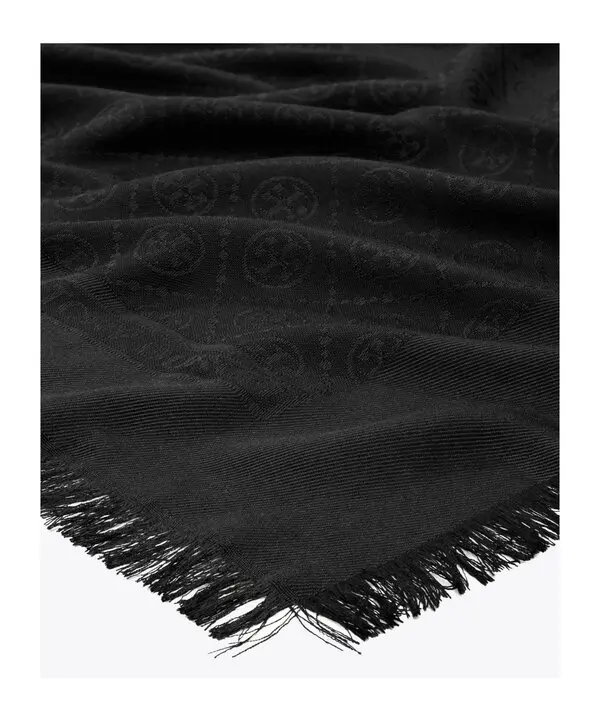 Tory Burch T Monogram Jacquard Traveler Scarf - Black