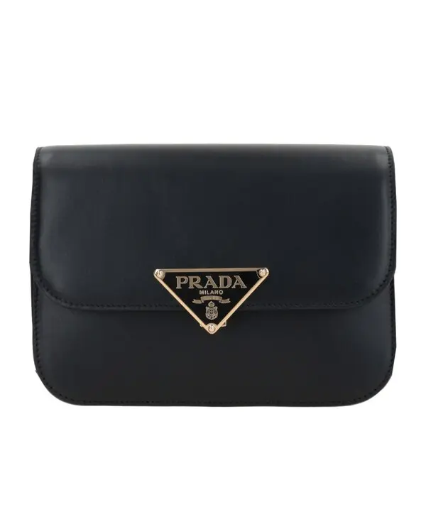 Prada Emblème Leather Shoulder Bag - Black