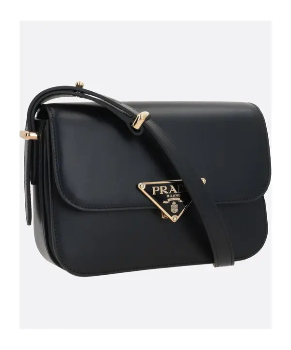 Prada Emblème Leather Shoulder Bag - Black