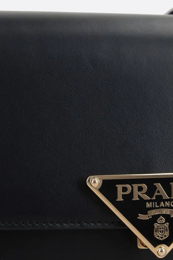 Prada Emblème Leather Shoulder Bag - Black