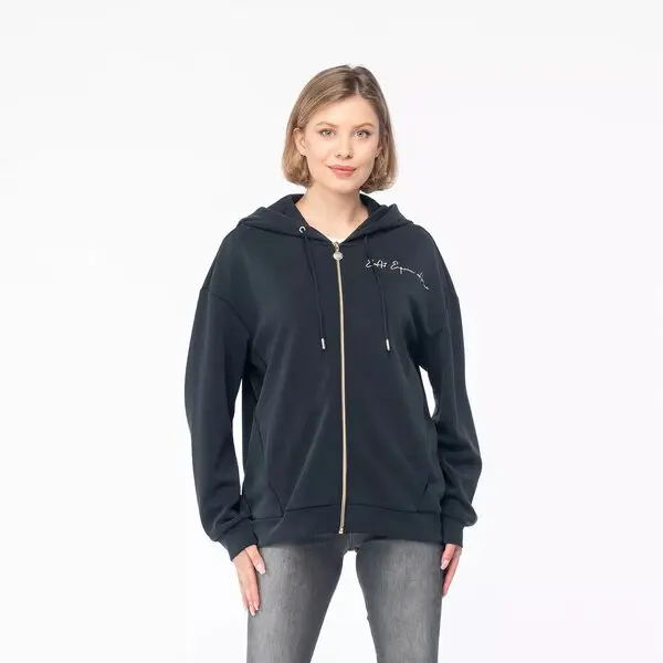 EA7 Logo Zip-up Hooded Sweatshirt
