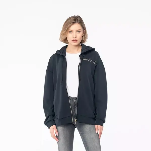 EA7 Logo Zip-up Hooded Sweatshirt