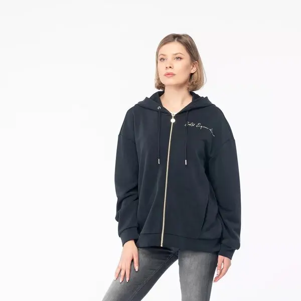 EA7 Logo Zip-up Hooded Sweatshirt