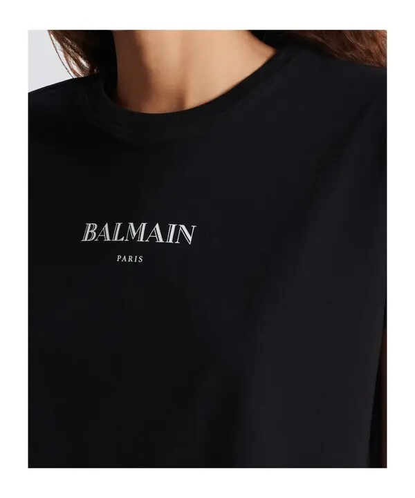 Balmain Logo Printed Cropped T-shirt - Black