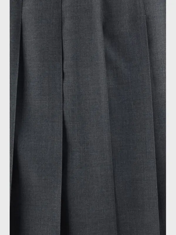 Thom Browne Pleated Midi Skirt With Rwb Stripe Detail - Medium Gray