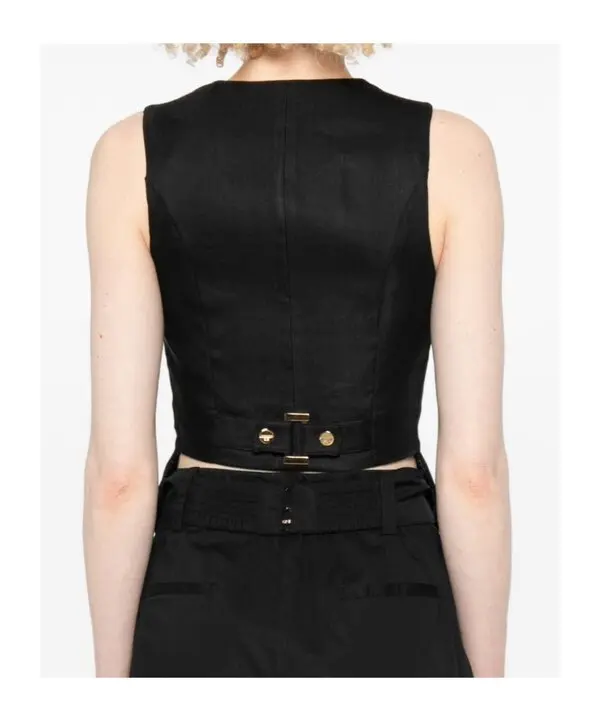 Elisabetta Franchi Sleeveless V-neck Waistcoat With Gold Hardware