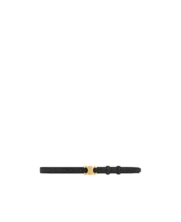 Celine Triomphe Belt In Suede Calfskin With Strass - Black