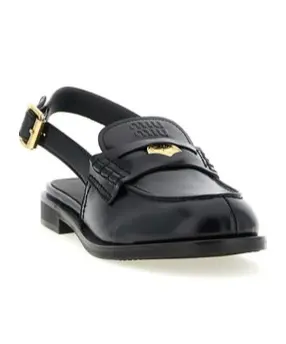 Miu Miu Metallic Graphic Loafers - Black