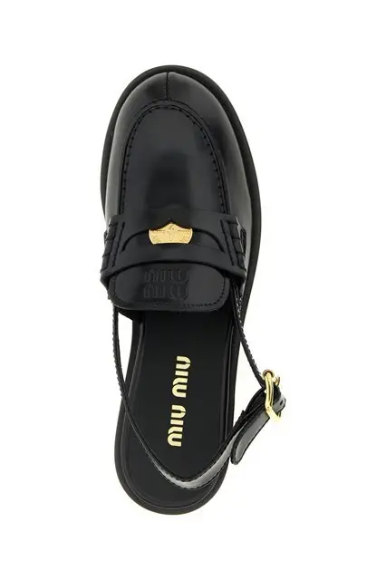 Miu Miu Metallic Graphic Loafers - Black