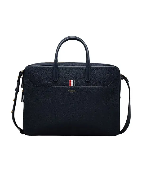 Thom Browne Logo-printed Top Handle Laptop Bag - Navy Blue