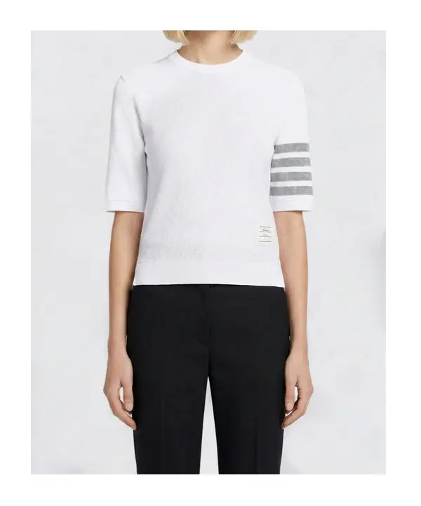 Thom Browne 4-bar Knitted T-shirt - White