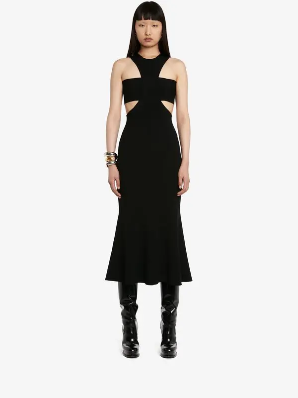 Alexander McQueen Slashed Harness Cut-out Detailed Dress