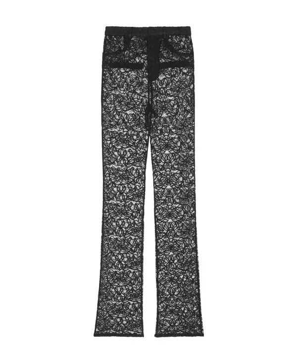Saint Laurent Lace Detailed Straight Leg Trousers - Black