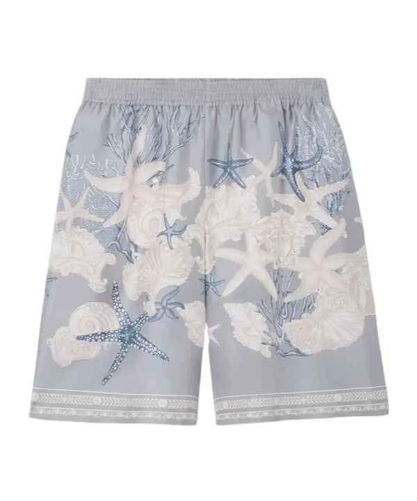 Versace Barocco Sea Printed Elasticated Waistband Shorts - Blue  Print
