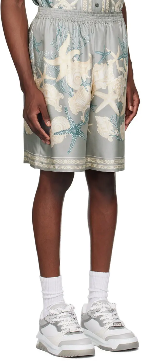 Versace Barocco Sea Printed Elasticated Waistband Shorts - Blue  Print