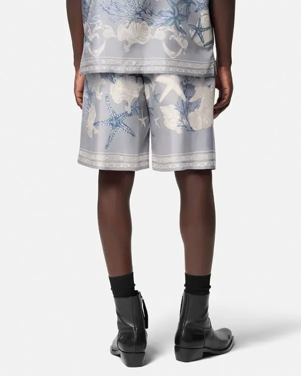 Versace Barocco Sea Printed Elasticated Waistband Shorts - Blue  Print