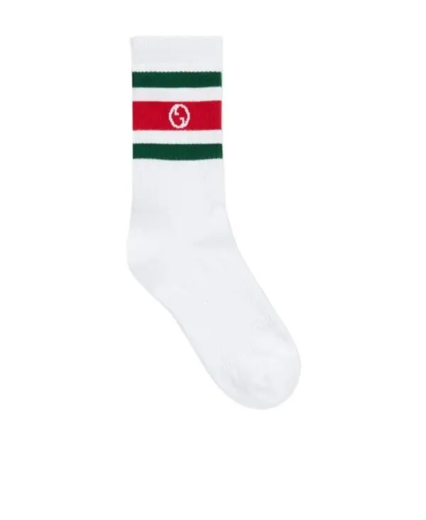 Gucci Interlocking G Ribbed Knit Socks - White