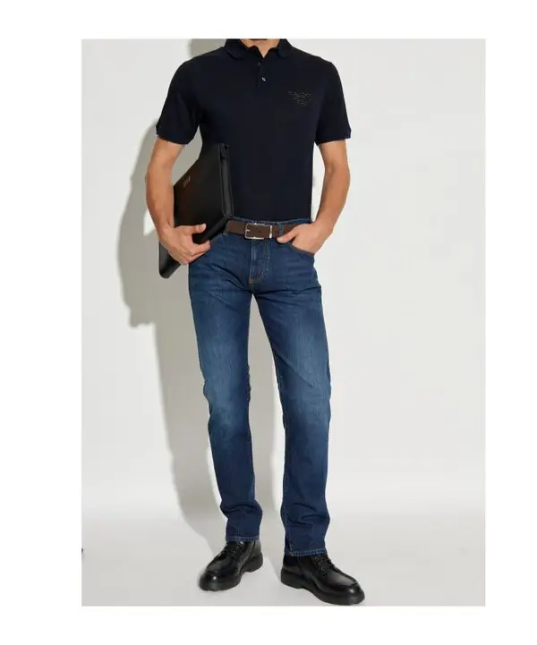 Emporio Armani Logo-motif Jeans - Navy Blue
