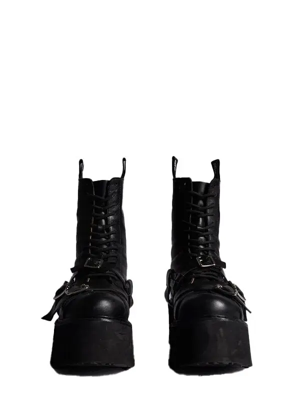 R13 Round Toe Lace-up Platform Boots