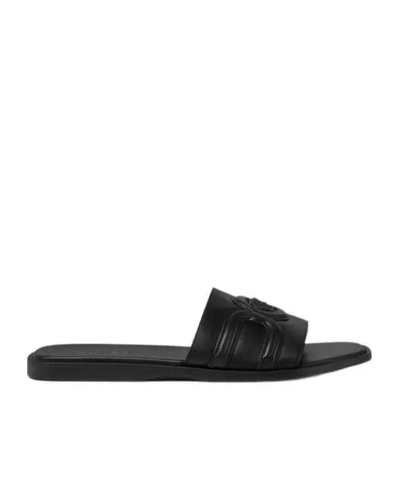 Versace Open-toe Slides With Embossed Medusa Detail - Black/silver