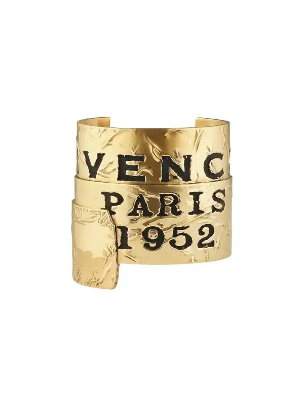 Givenchy Engraved Logo Cuff Bracelet - Antique Gold