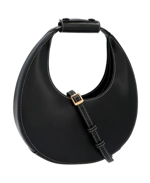 Staud Logo Embossed Moon Mini Shoulder Bag - Black