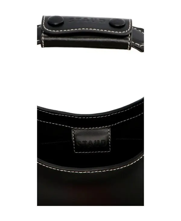 Staud Logo Embossed Moon Mini Shoulder Bag - Black