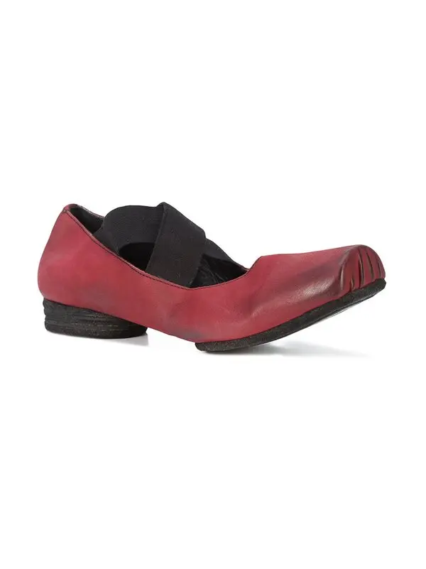 UMA WANG Square Toe Ballet Flats With Cross Straps - Red