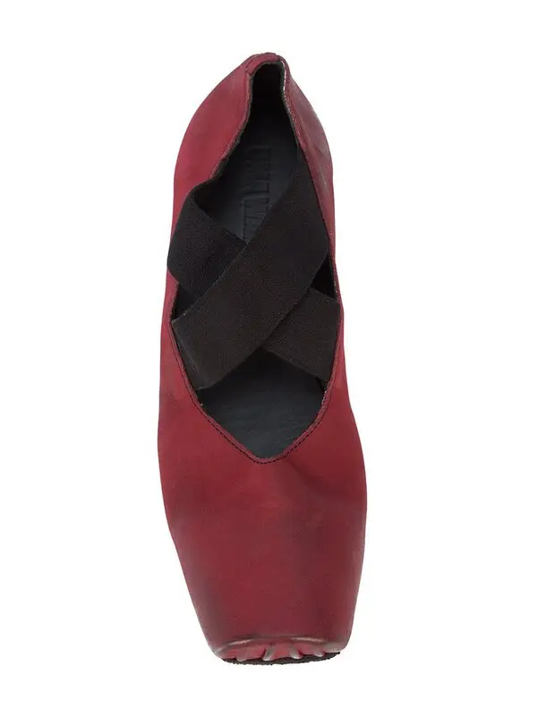 UMA WANG Square Toe Ballet Flats With Cross Straps - Red