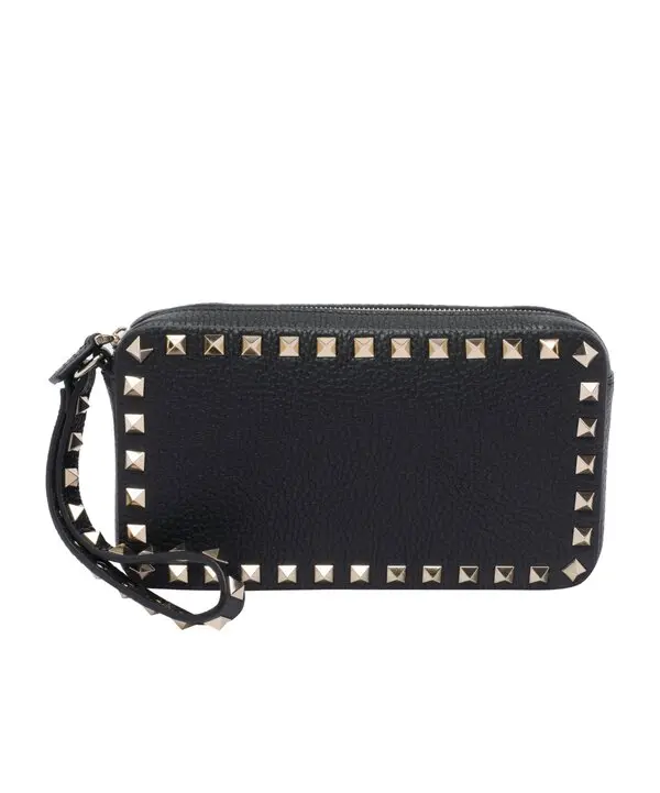 Valentino Garavani Rockstud Zip-up Clutch Bag - Black