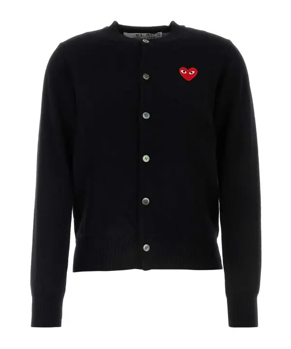 Play Comme Des Garcon Wool Cardigan - Black
