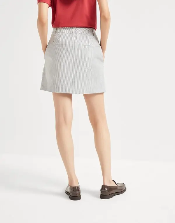 Brunello Cucinelli Striped Pleated Skirt
