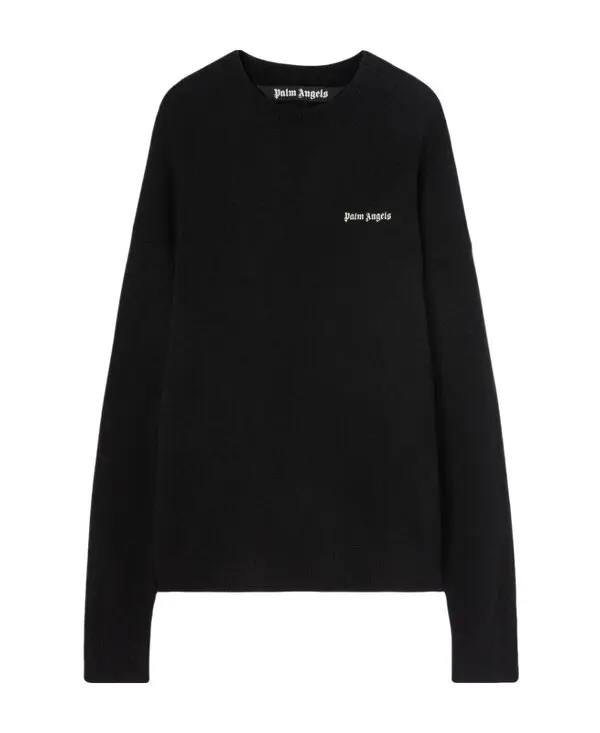 Palm Angels Logo Embroidered Knitted Jumper - Black
