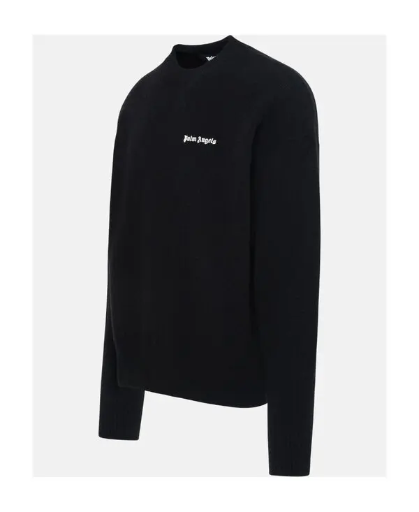 Palm Angels Logo Embroidered Knitted Jumper - Black