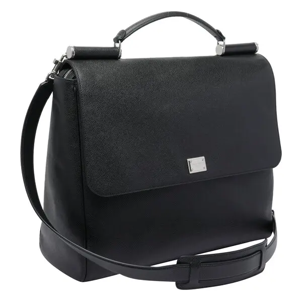 Dolce & Gabbana Sicily Logo Plaque Shoulder Bag - Black