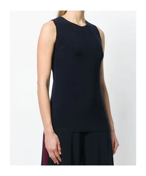 Norma Kamali Sleeveless Round Neck Top - Midnight Blue
