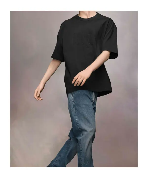MAISON MARGIELA Logo Embroidered Straight Hem T-shirt - Black