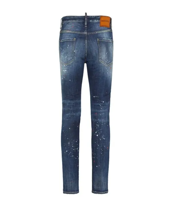 Dsquared2 Distressed Logo Patch Jeans - Blue