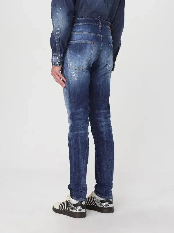 Dsquared2 Distressed Logo Patch Jeans - Blue