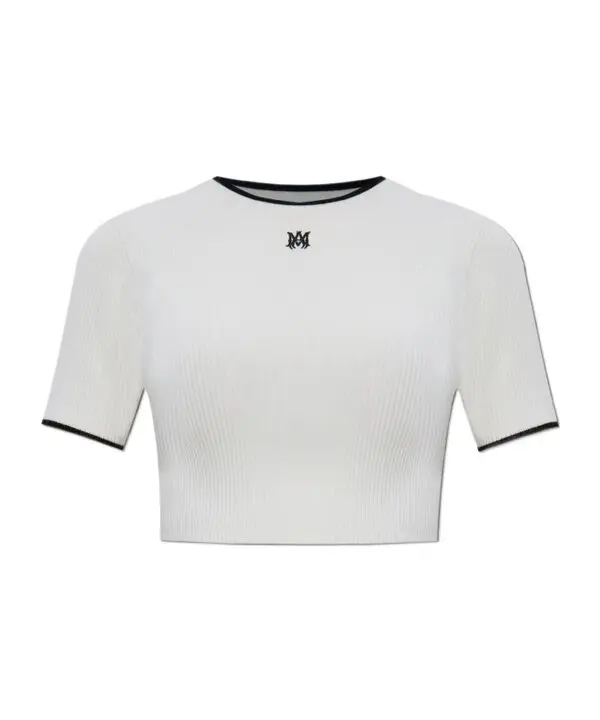 Amiri Cropped Ribbed T-shirt - White