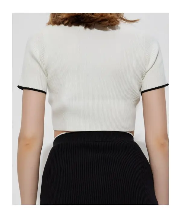 Amiri Cropped Knit Top With Embroidered Logo - White