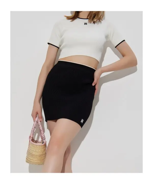 Amiri Cropped Knit Top With Embroidered Logo - White