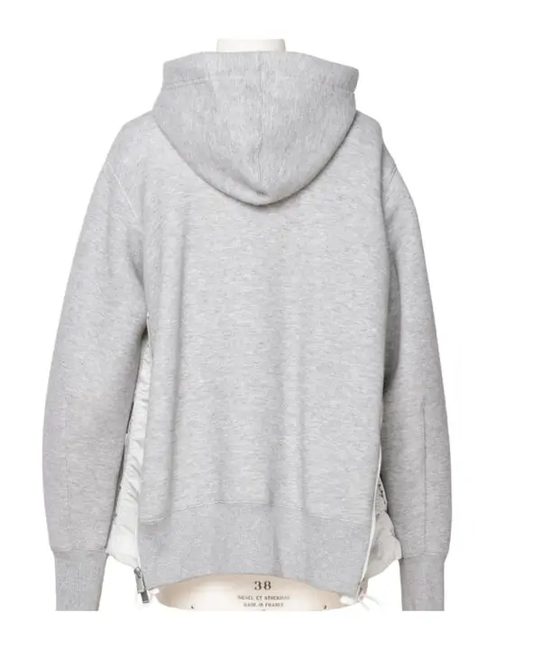 Sacai Sponge Drawstring Zip-up Hoodie - Gray