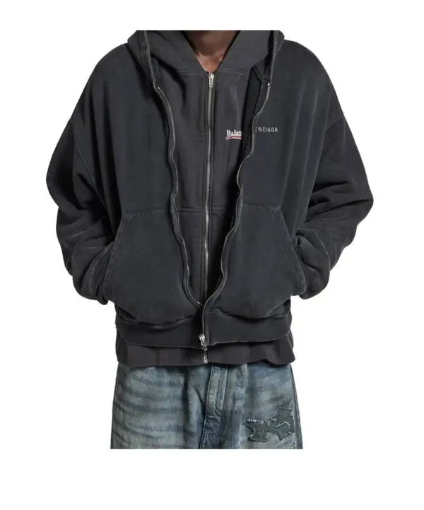 Balenciaga Layered Faded Zipped Hoodie