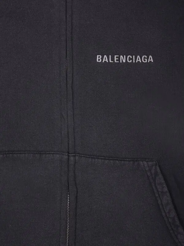 Balenciaga Layered Faded Zipped Hoodie - Faded Black
