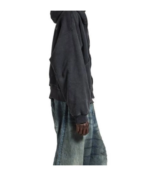 Balenciaga Layered Faded Zipped Hoodie - Faded Black